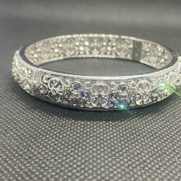 Jewelry | Silver Rhinestone Cuff Bracelet | Poshmark